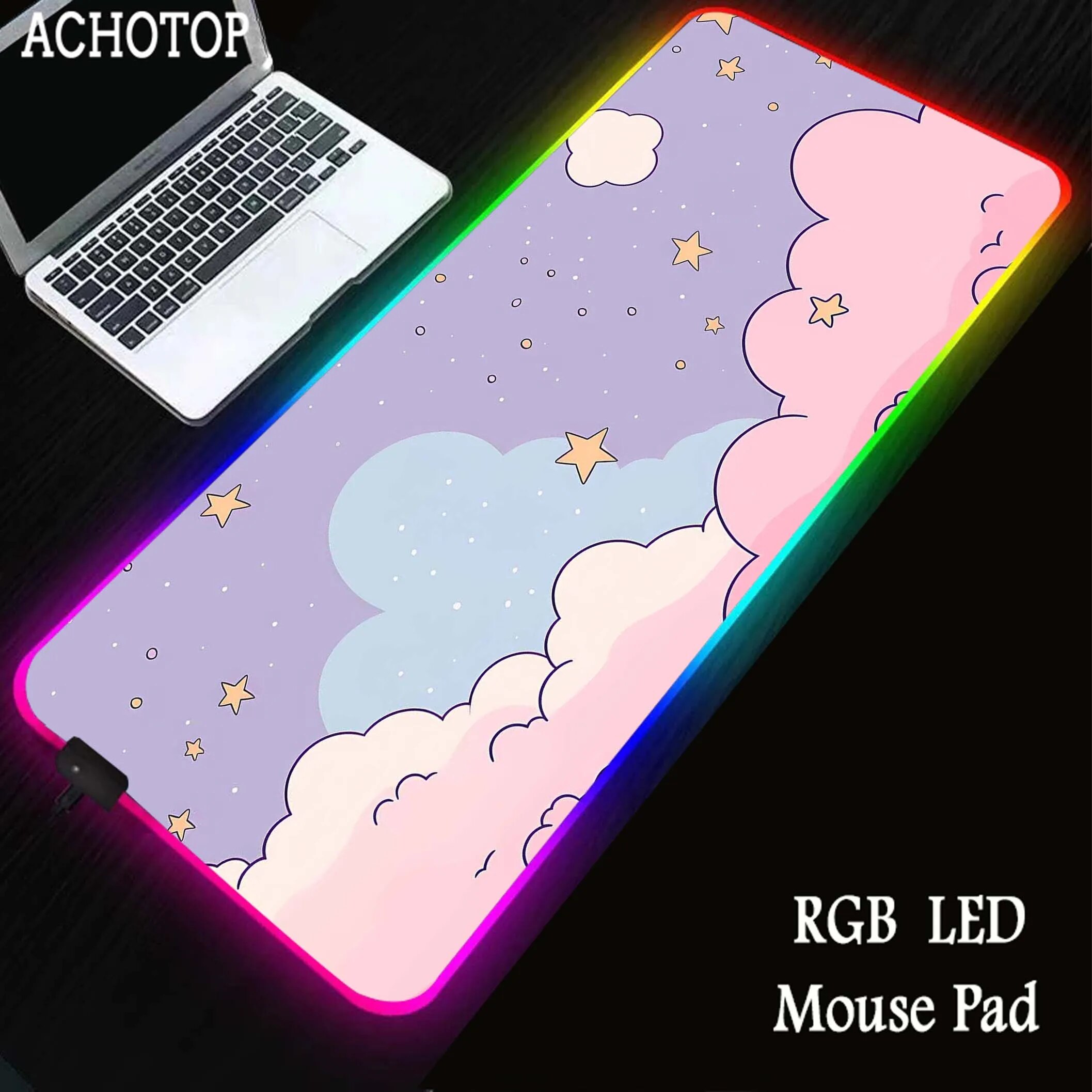 RGB Large Mouse Pad HD Print Gaming LED Keyboard Pads Pink Cloud X ...