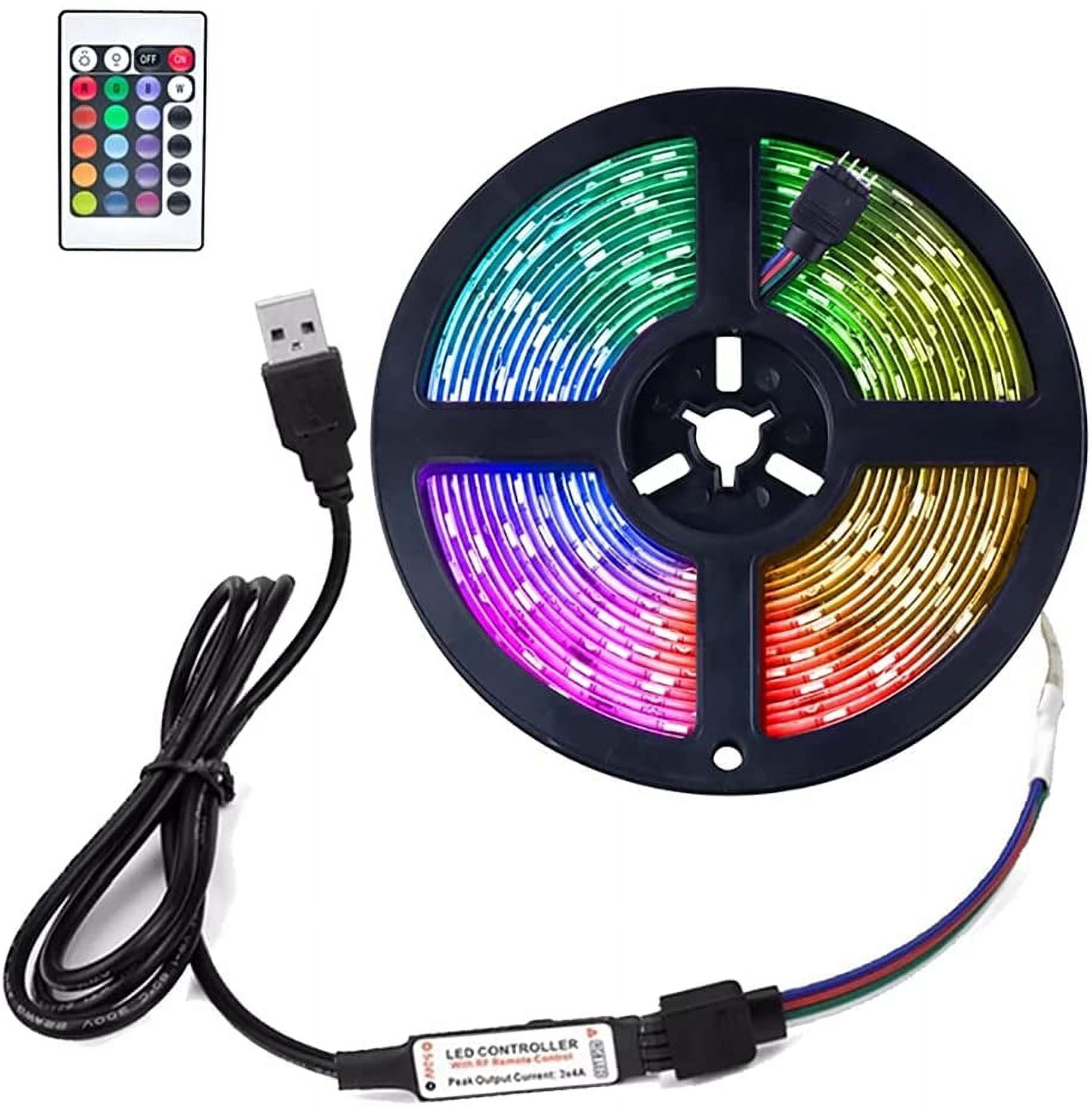 RGB Led Strip 16.4ft,5V USB Colorful 30LED S/M SMD 5050 Flexible Lights ...