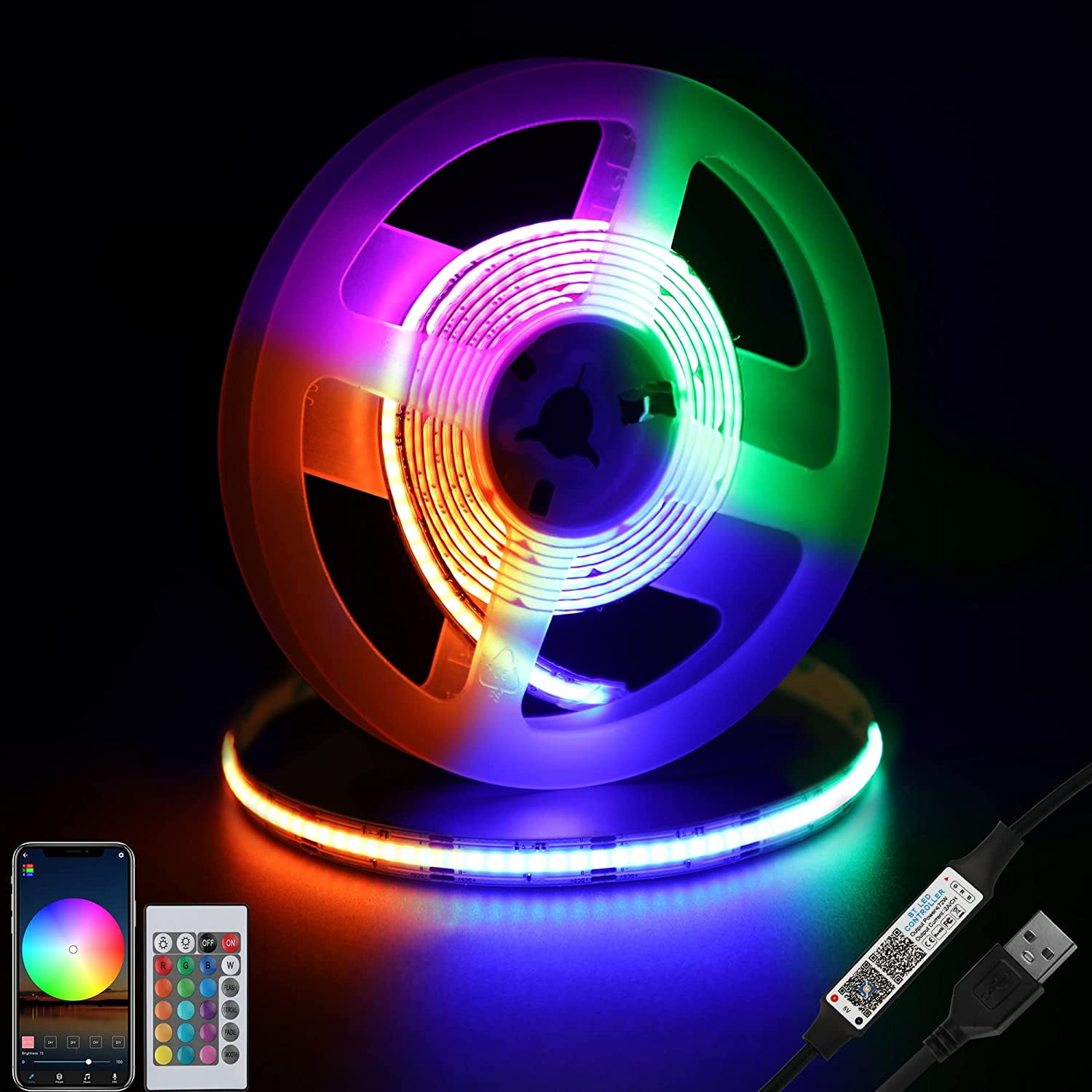 RGB Led Strip Lights - 5V USB RGB Led Strip with APP+Remote Control ...