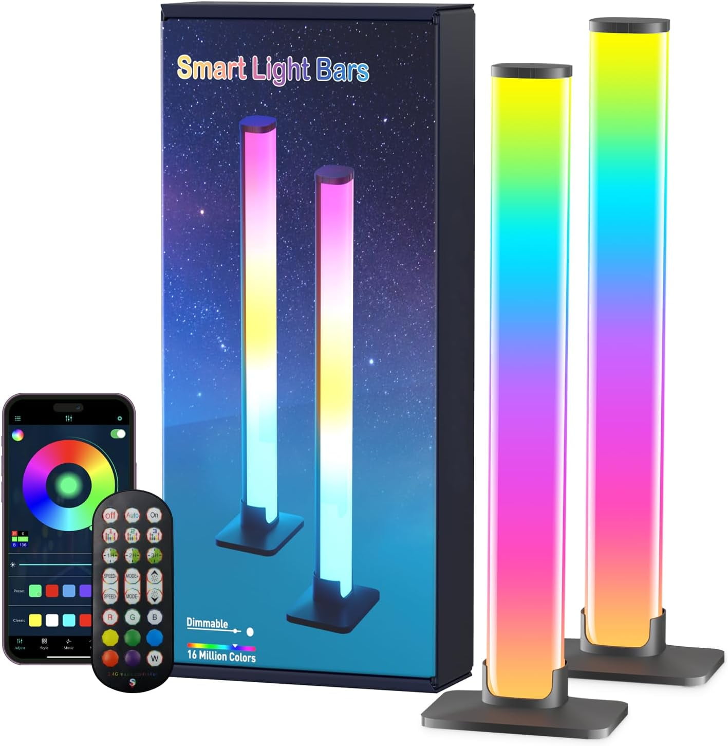 RGB Light Bar,Smart LED Light Bar for Room,16 Million Colors,Three Control Modes,Dynamic Music ...
