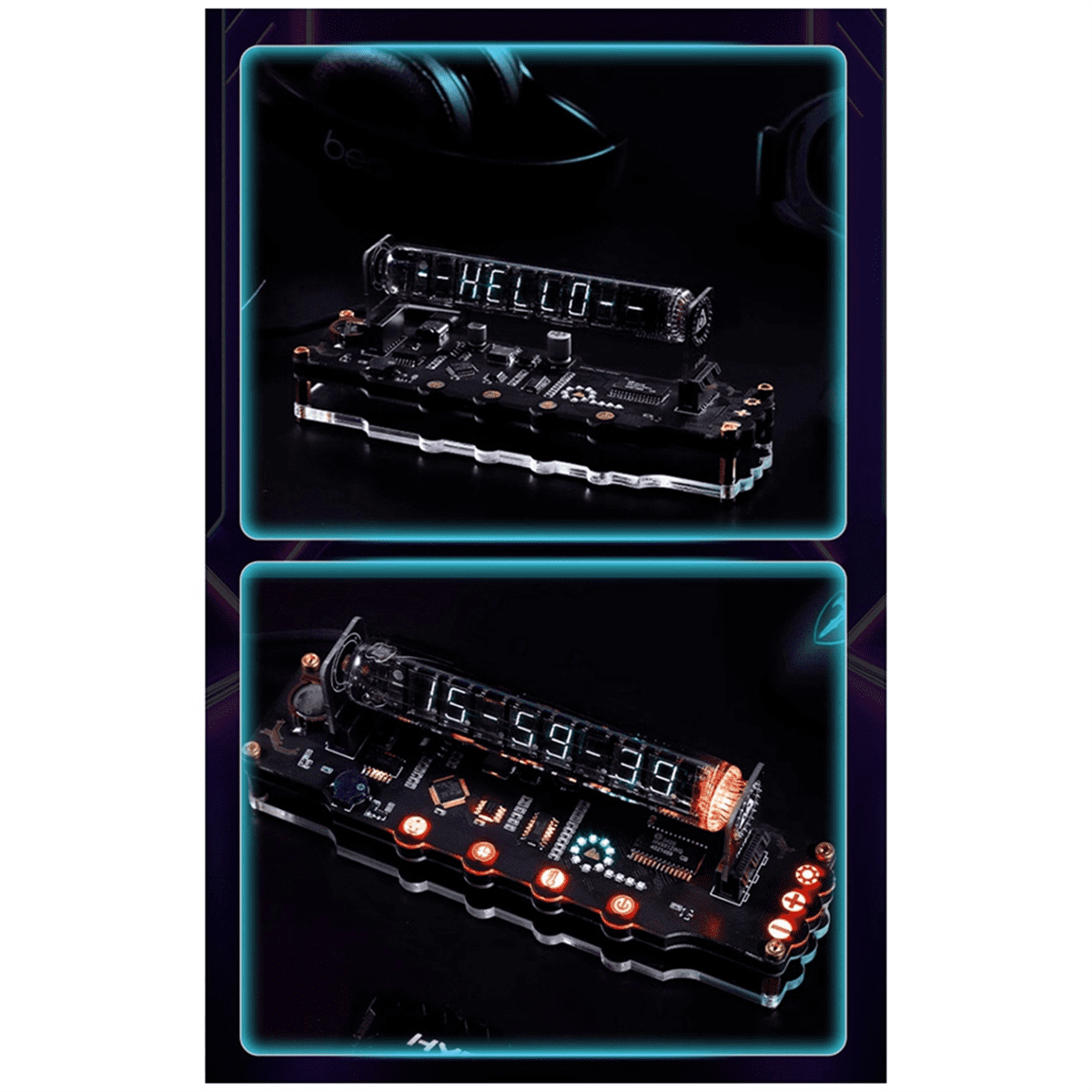 RGB Luminous Tube Clock DIY LED Fluorescent Tube Clock Art and ...