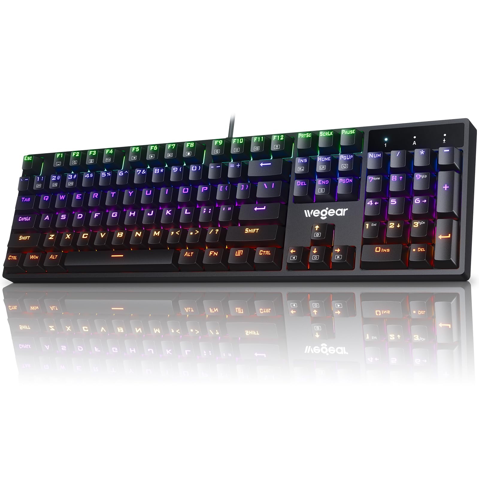 RGB Mechanical Gaming Keyboard Blue Switch, 104 Keys Full-Size Light Up ...