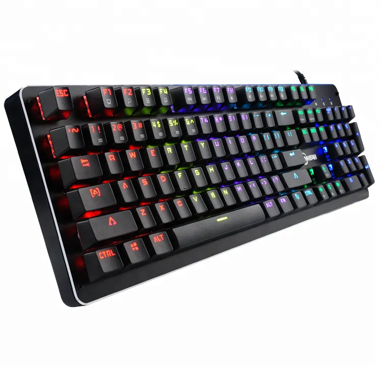RGB Metal Gaming Mechanical Keyboard with Blue Shaft and Backlit 104 ...