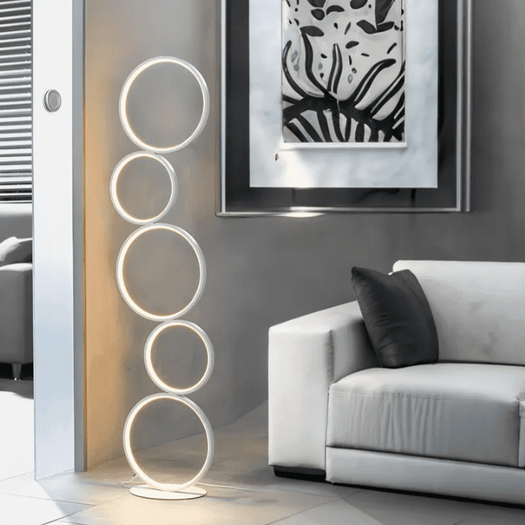 RGB Minimalist Circular Floor Lamp, Motion Sensor Backlit Corner Clock ...