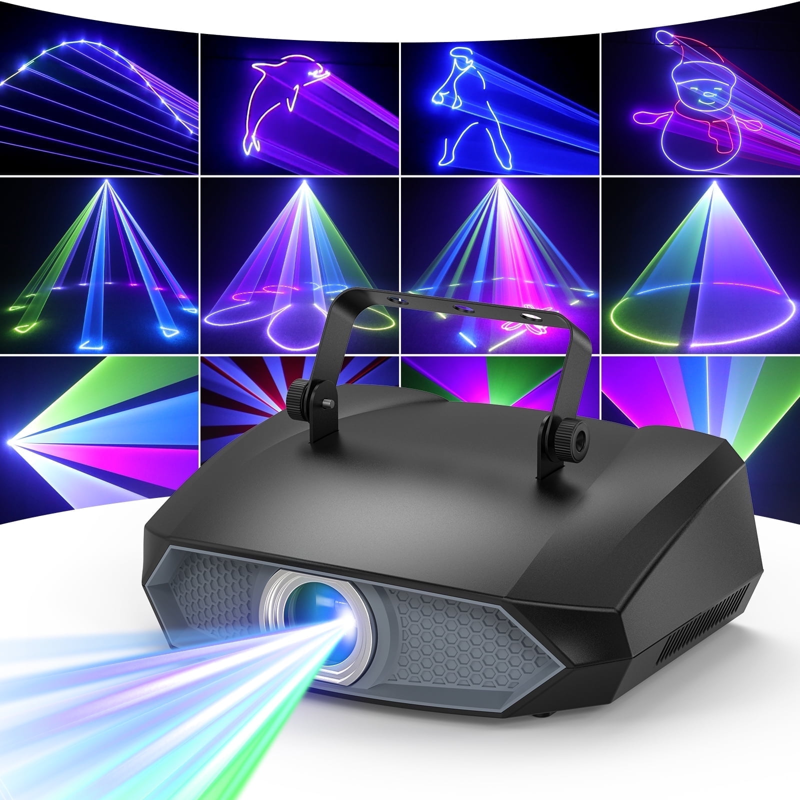 JAJALUYA RGB 3D Laser Stage Light w/ Bluetooth & DMX - 1Pack for ...
