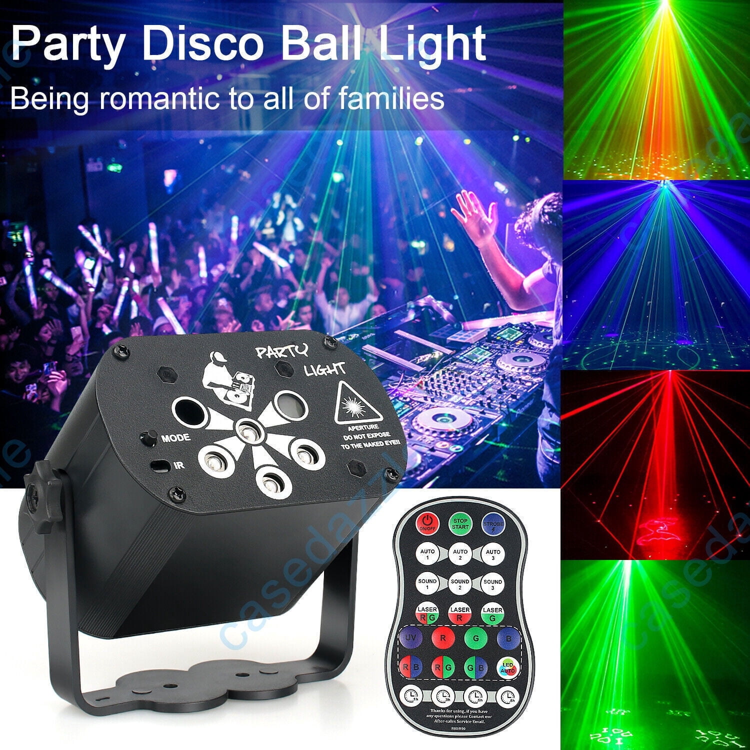 RGB Party Lights DJ Disco Lights,Sound Activated RG UV LED Laser ...