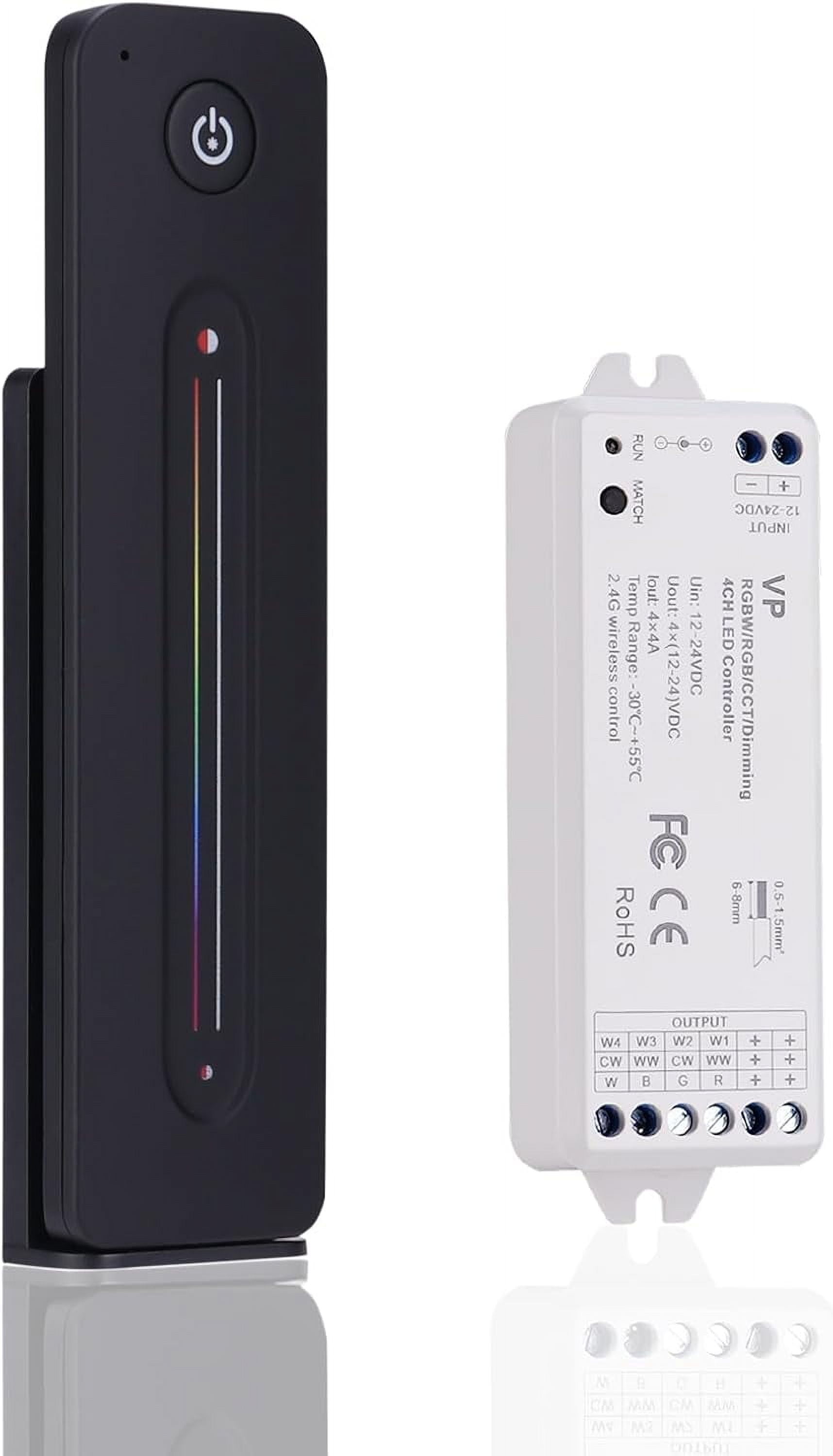 RGB RGBW LED Controller with Remote, DC 12-24V 4CH X 4A/CH 192W-384W ...