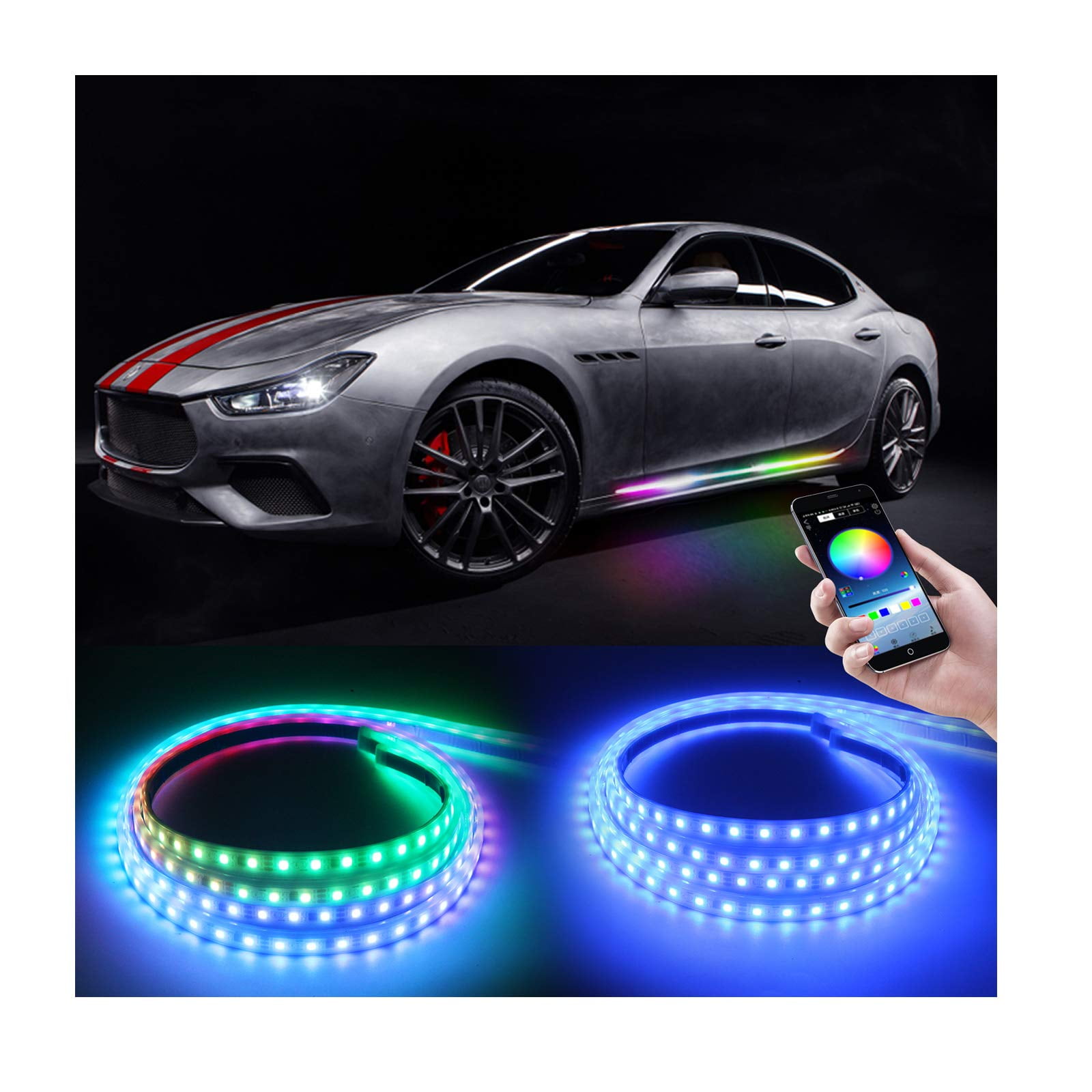 RGB Running Board Light CM31 Strip 71 Inch Smartphone APP Control ...