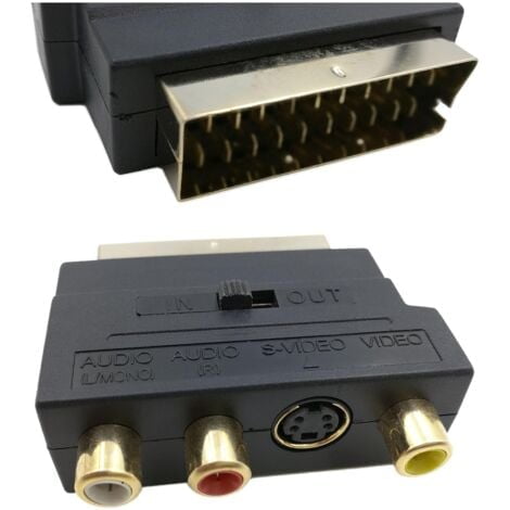 RGB Scart 21 Pin Male to 3 RCA AV Female Converter + Video Adapter ...