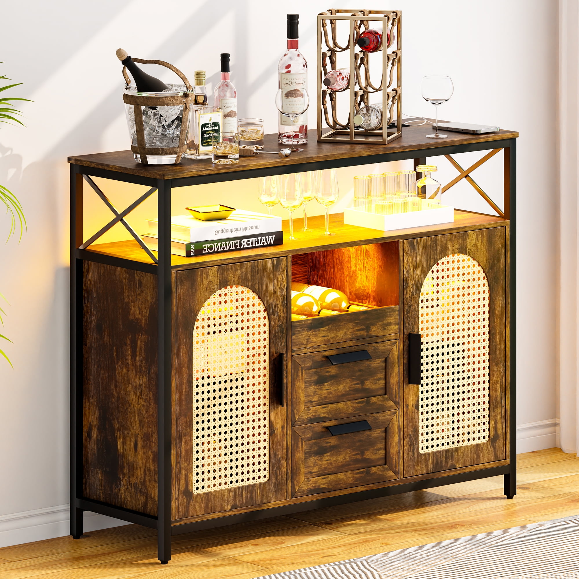 RGB Sideboard with Wireless Charging Station,7 Dynamic & 24 Static ...