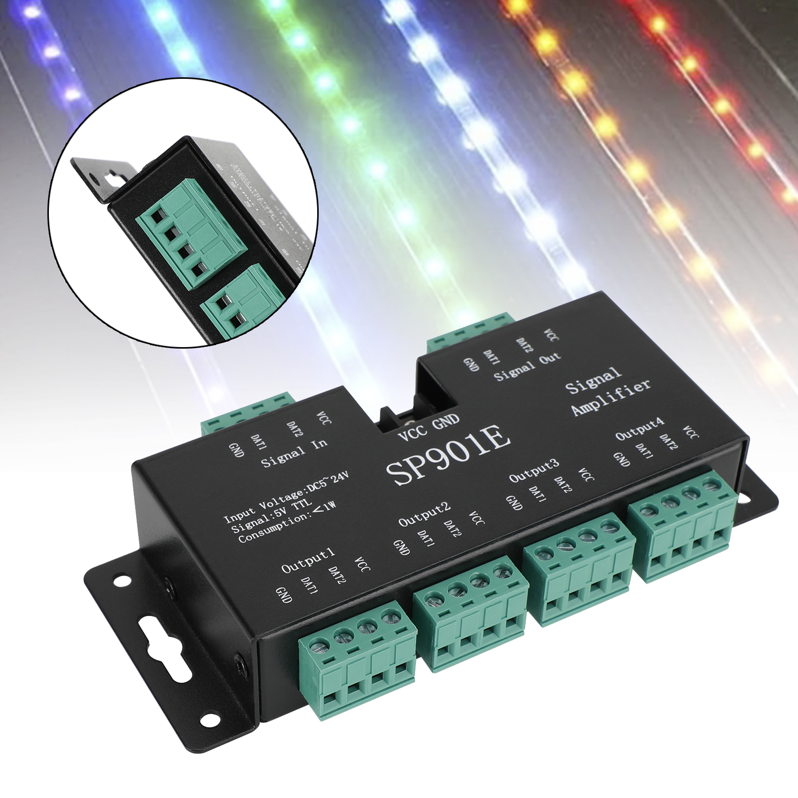RGB Signal Amplifier Repeater Addressable Programmable For LED Strip ...