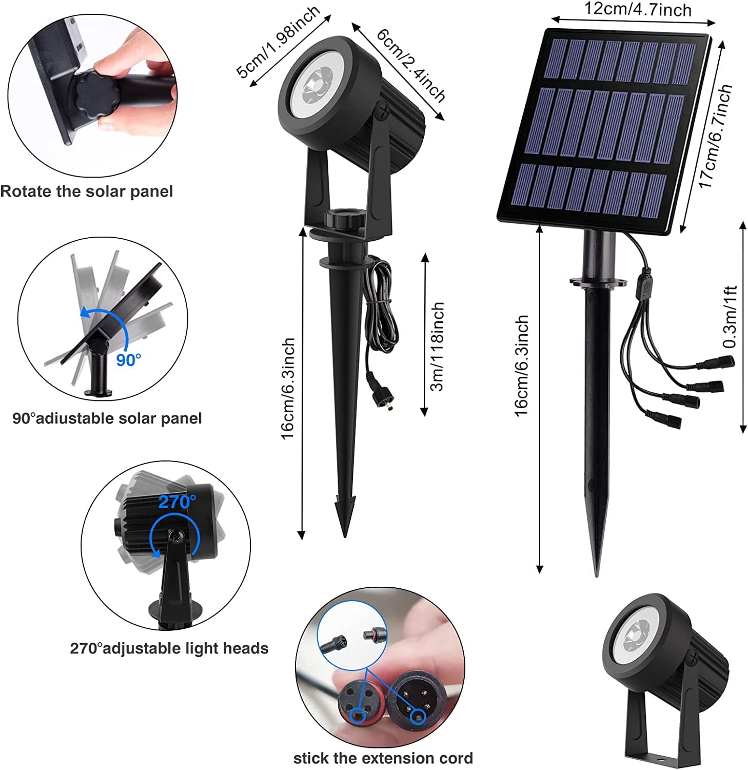 RGB Solar Spot Lights Outdoor Christmas, Color Changing Landscape ...