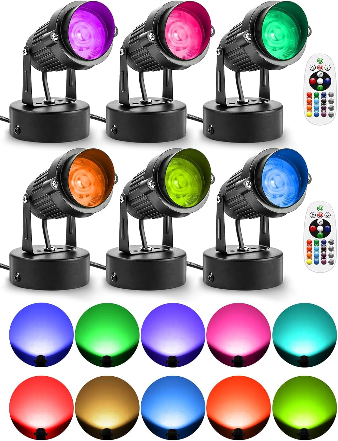 RGB Spotlights Indoor LED Up Lights with Remote, 120V 10W Halloween Christmas Uplighting Indoor ...