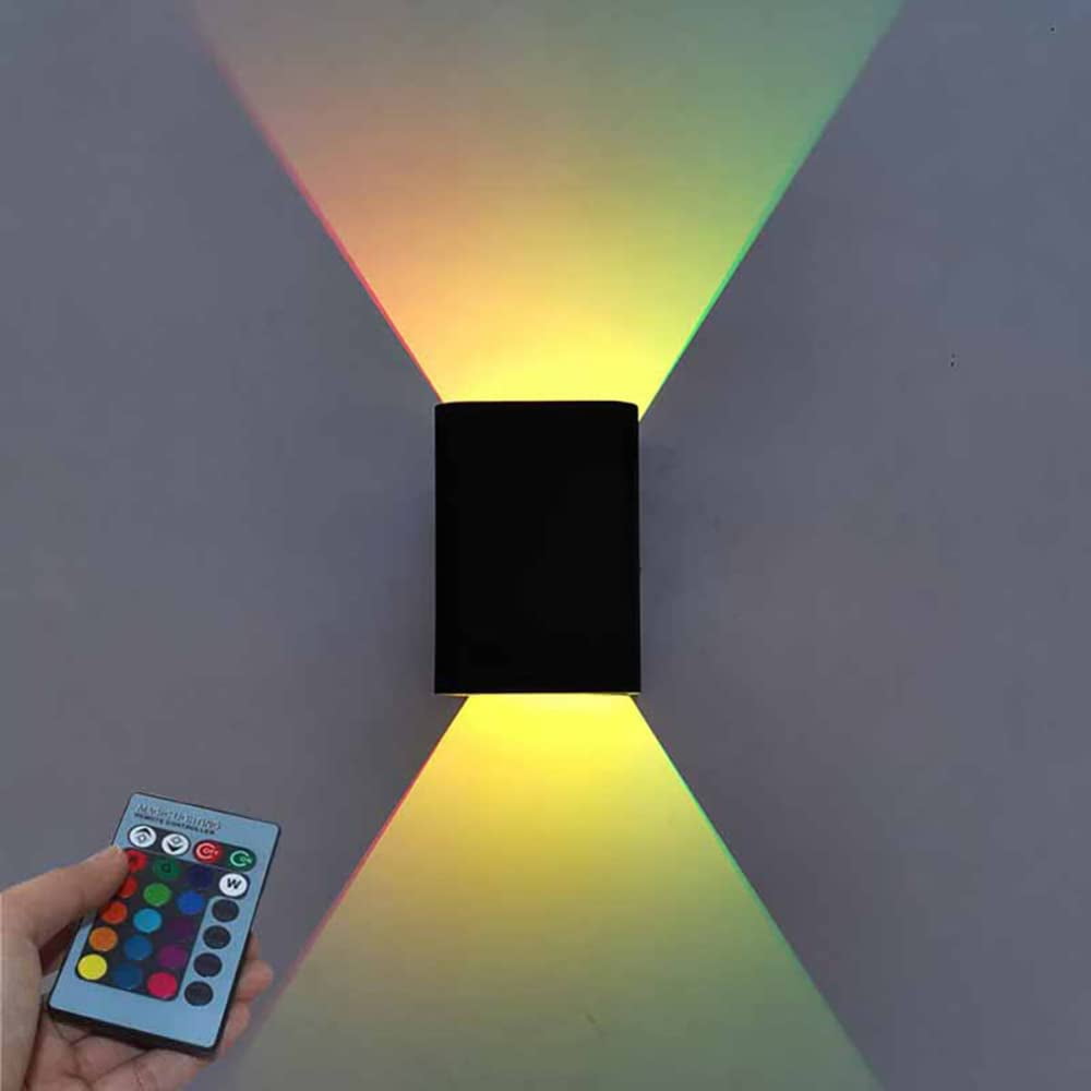 Dragonpad USA RGB LED Wall Light with Remote, Modern Black Aluminum ...