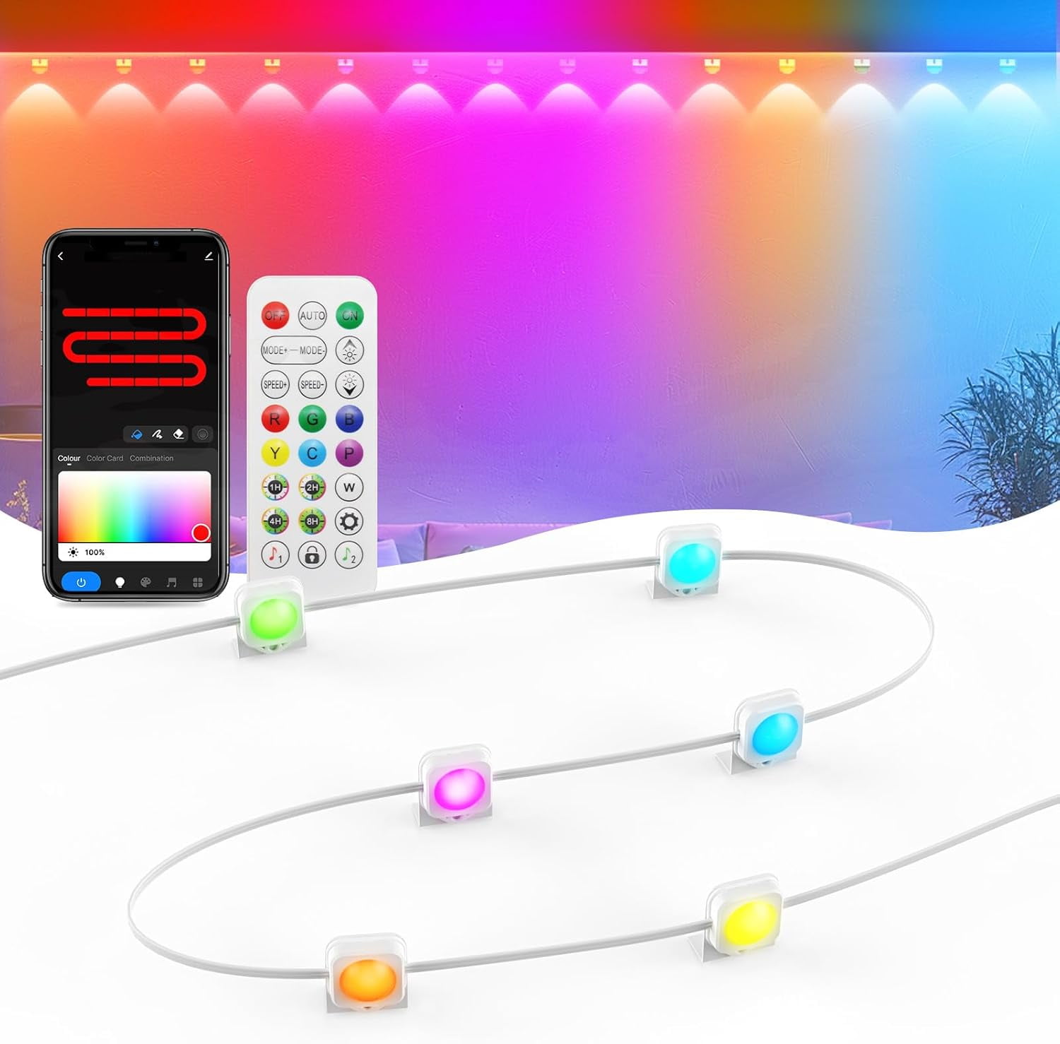 RGB String Downlights, Smart LED String Lights Work with Alexa, Indoor ...