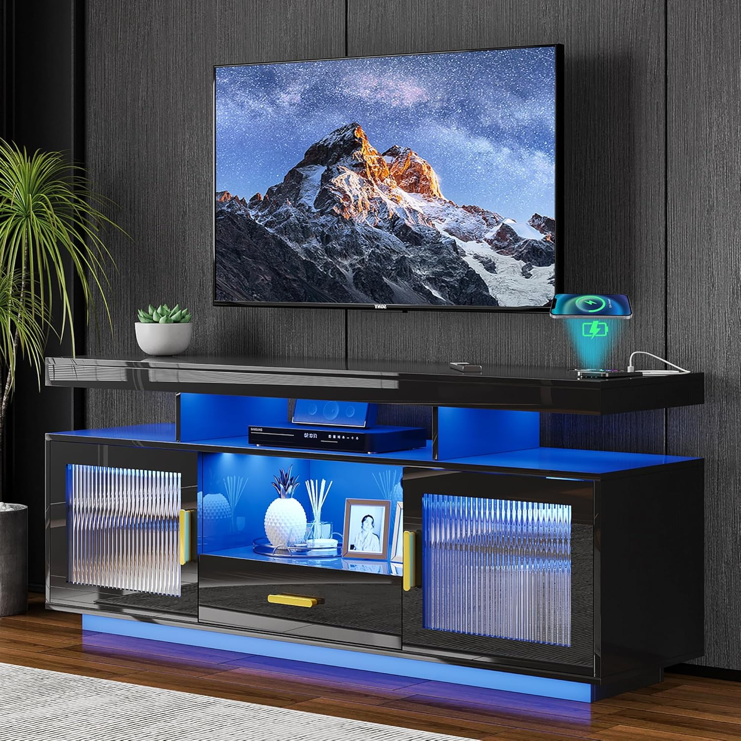 RGB TV Stand for TVs up to 70",Auto Sensor LED Entertainment Center ...
