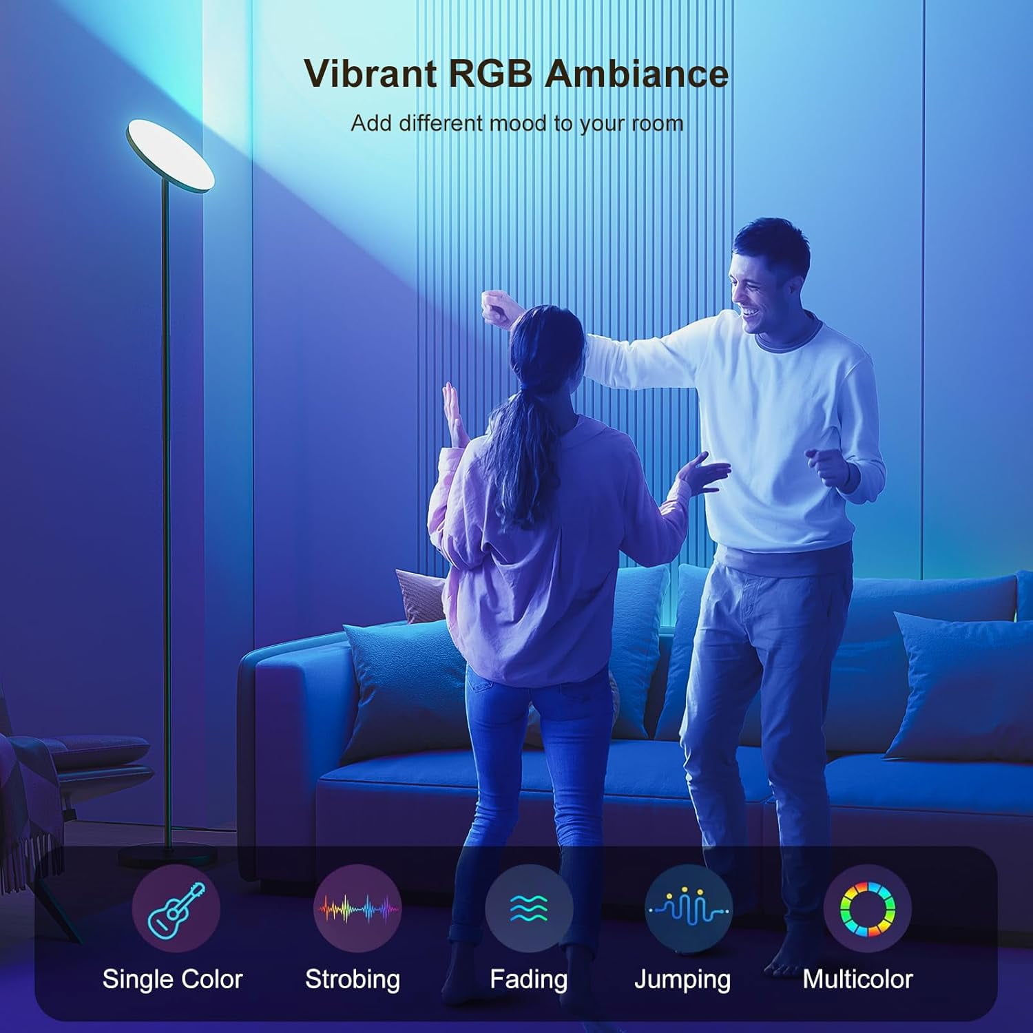 RGB Torchiere Floor Lamps for Living Room, 32W/3200LM Bright LED ...