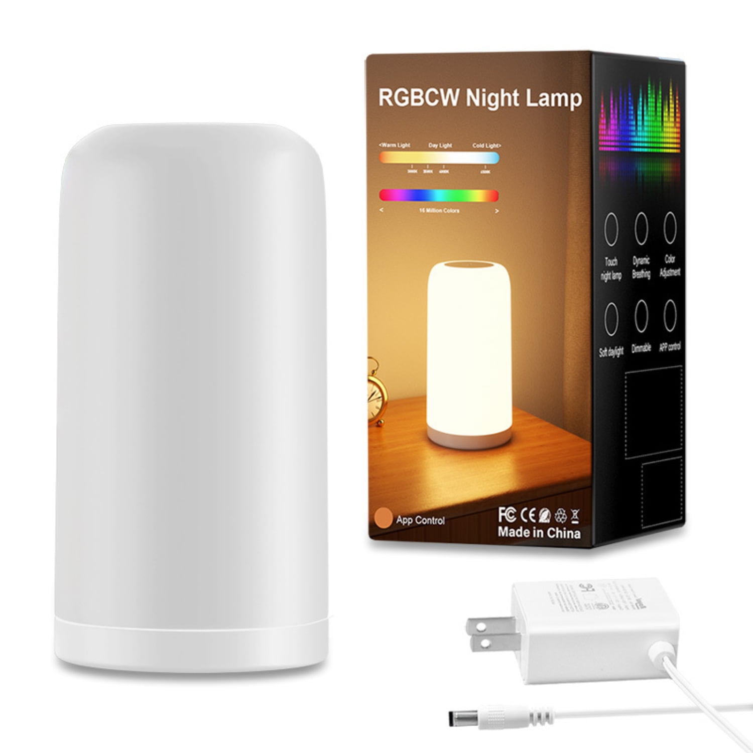 RGB Touch Bedside Lamp for Nightstand, Portable Rechargeable Cordless ...