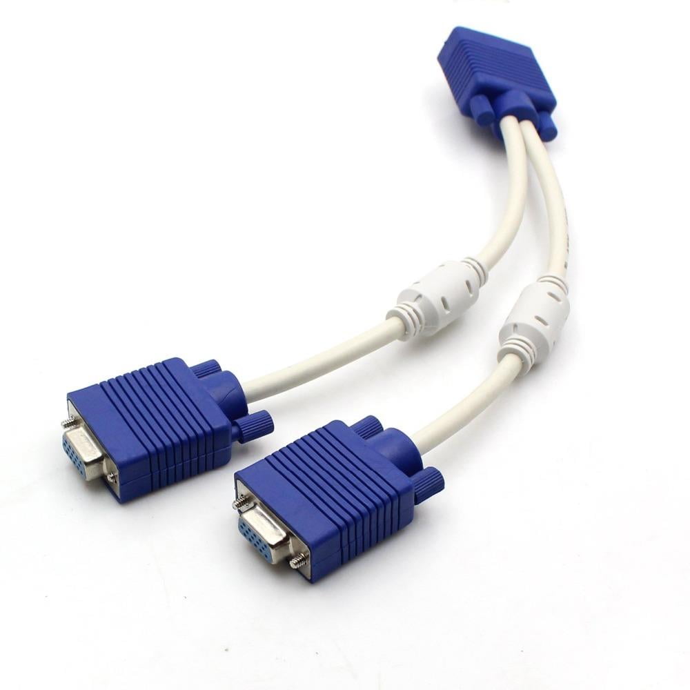 RGB VGA SVGA Male to 2 VGA two HDB15 Female Splitter Adapter extension ...