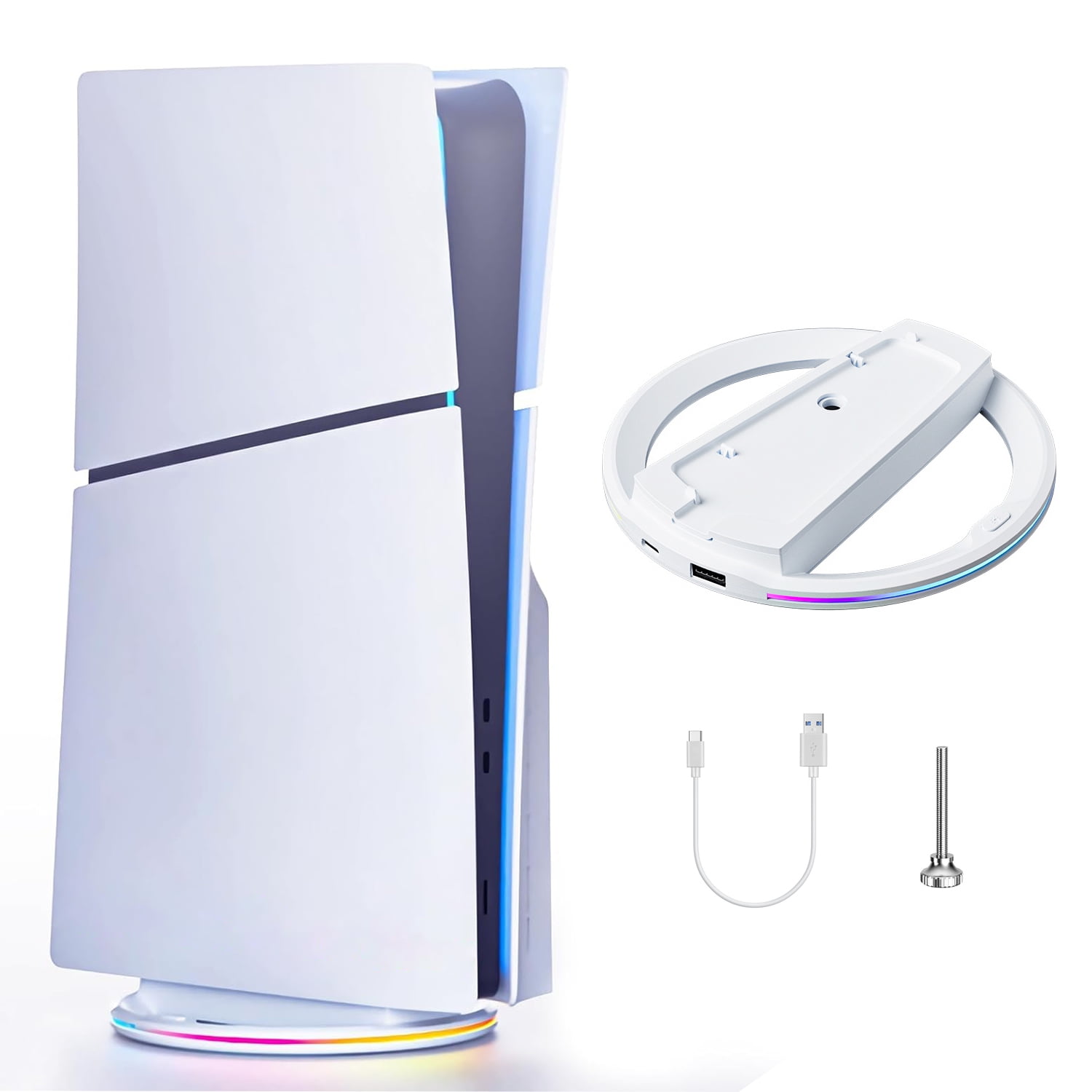 RGB Vertical Stand for PS5 & PS5 Slim Non-Slip Base Mount for PS5 ...