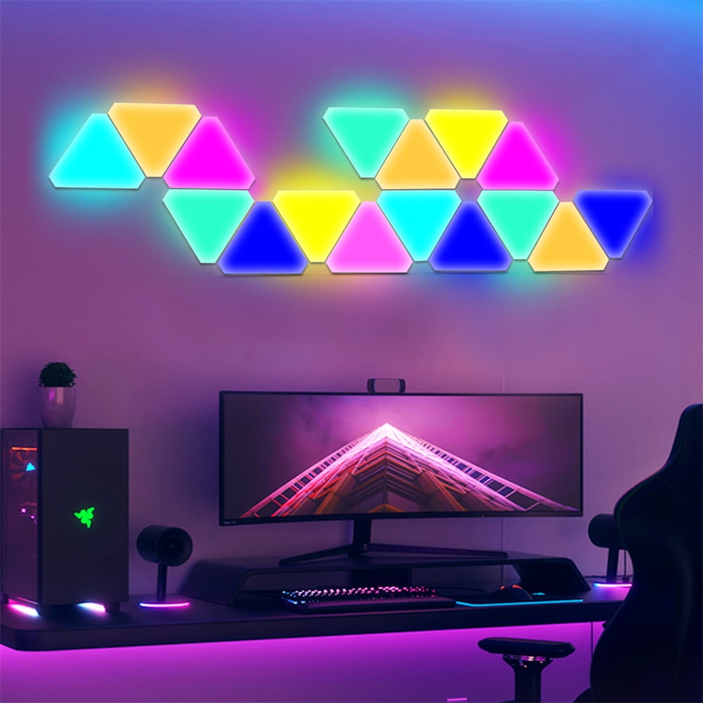 RGB WIFI APP Bluetooth LED Triangle Indoor Atmosphere Wall Lamps For ...