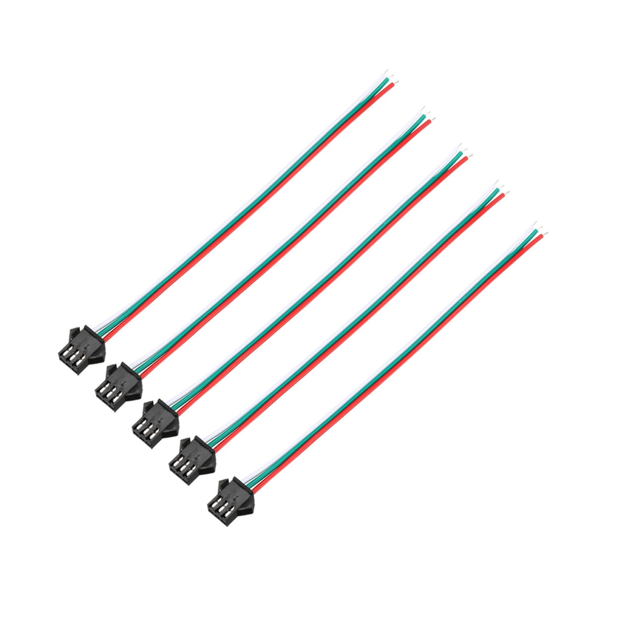 RGB Wire 3 Pin Female Plug Cable for 5050 5630 LED Light Strips 5Pcs ...