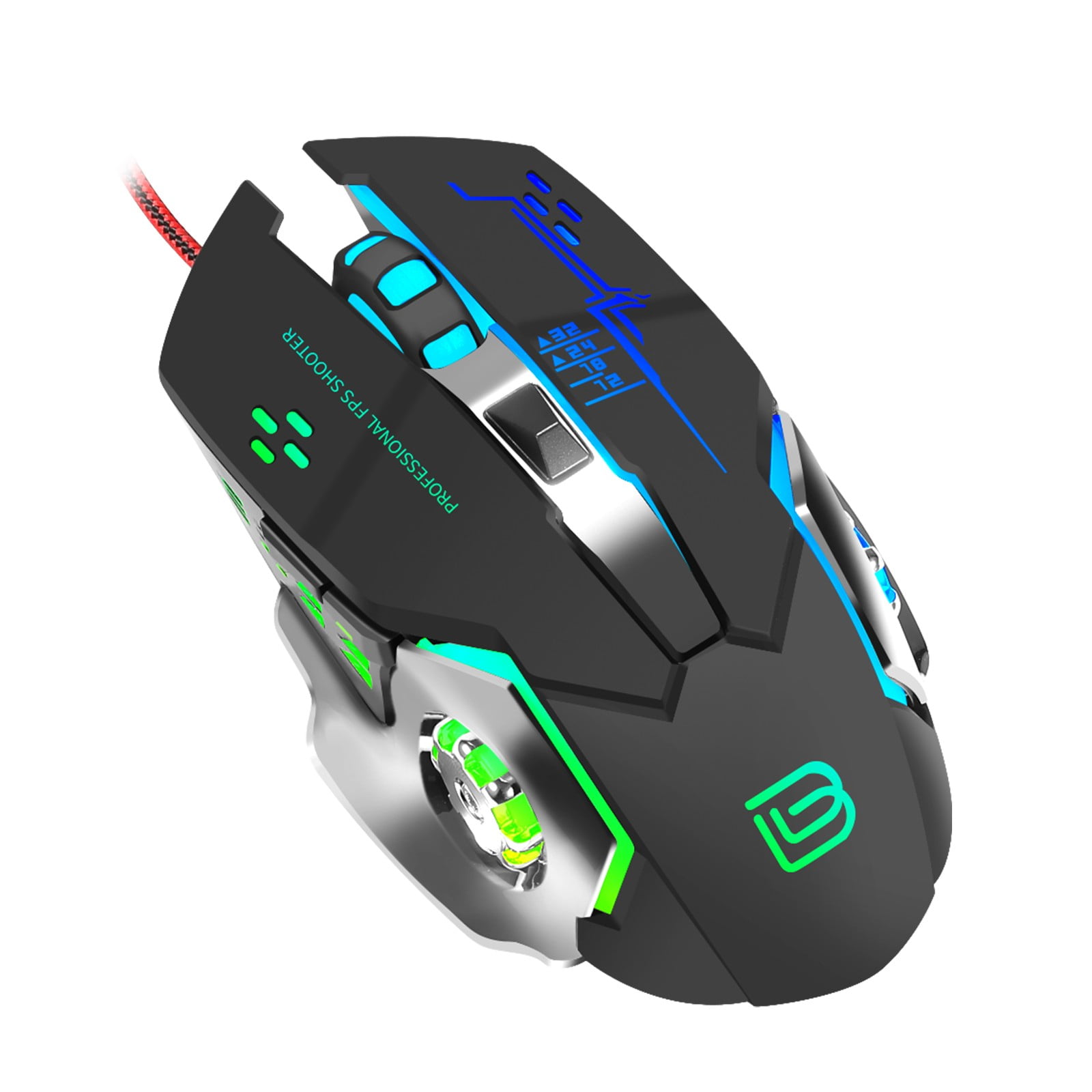 RGB Wired Gaming Mouse - 7 Color Backlight, 6 Programmable Buttons, 4 ...