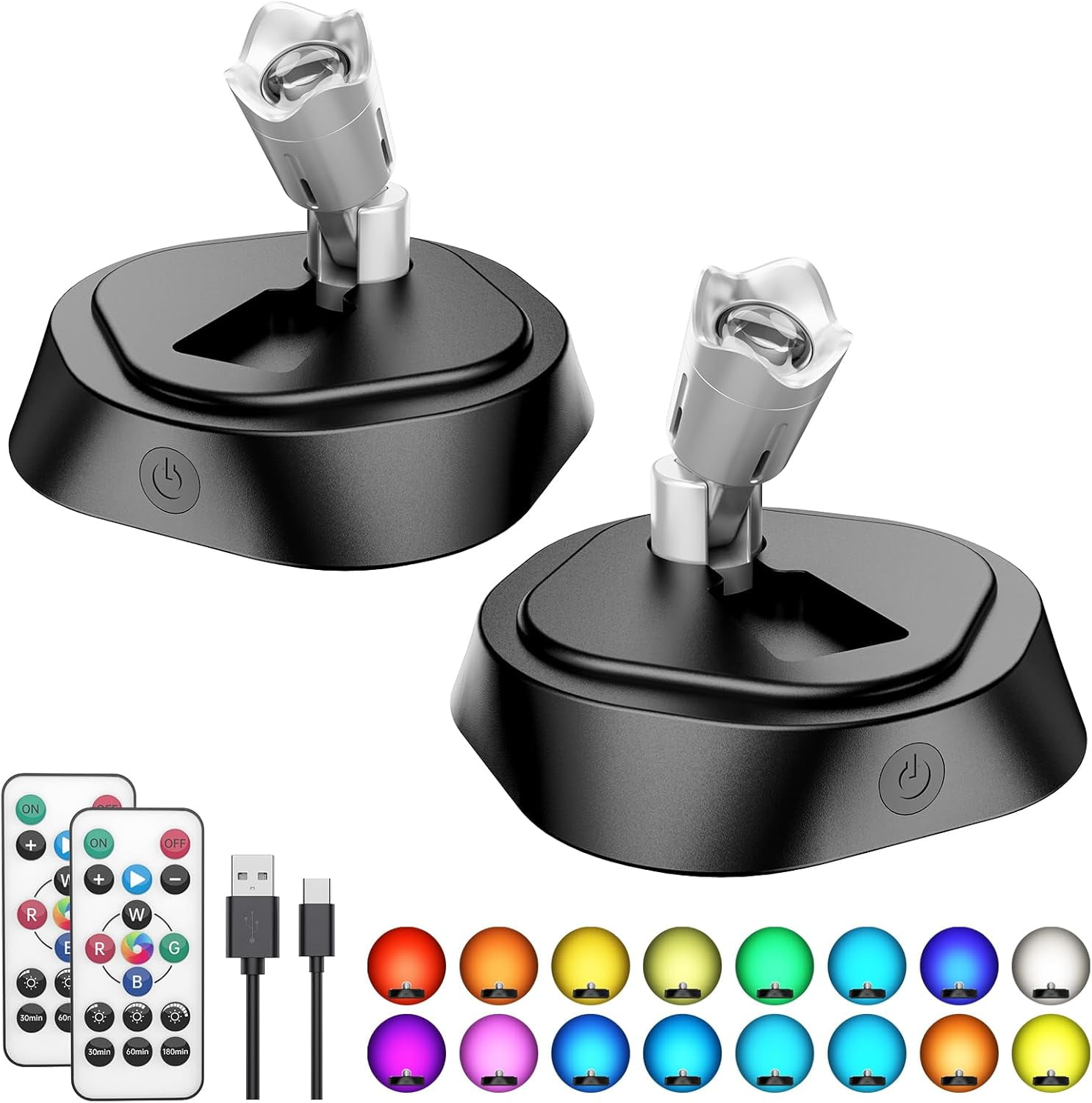 RGB Wireless LED Indoor Spotlight, Puck Light Art Plant Tree, 16 Color ...