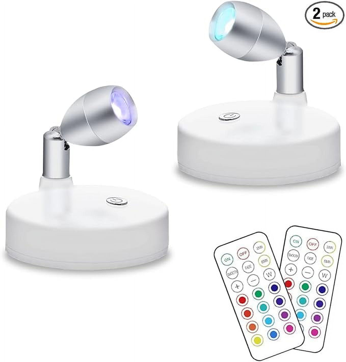RGB Wireless LED Spotlight, Battery Operated Accent Lights, Indoor Mini ...