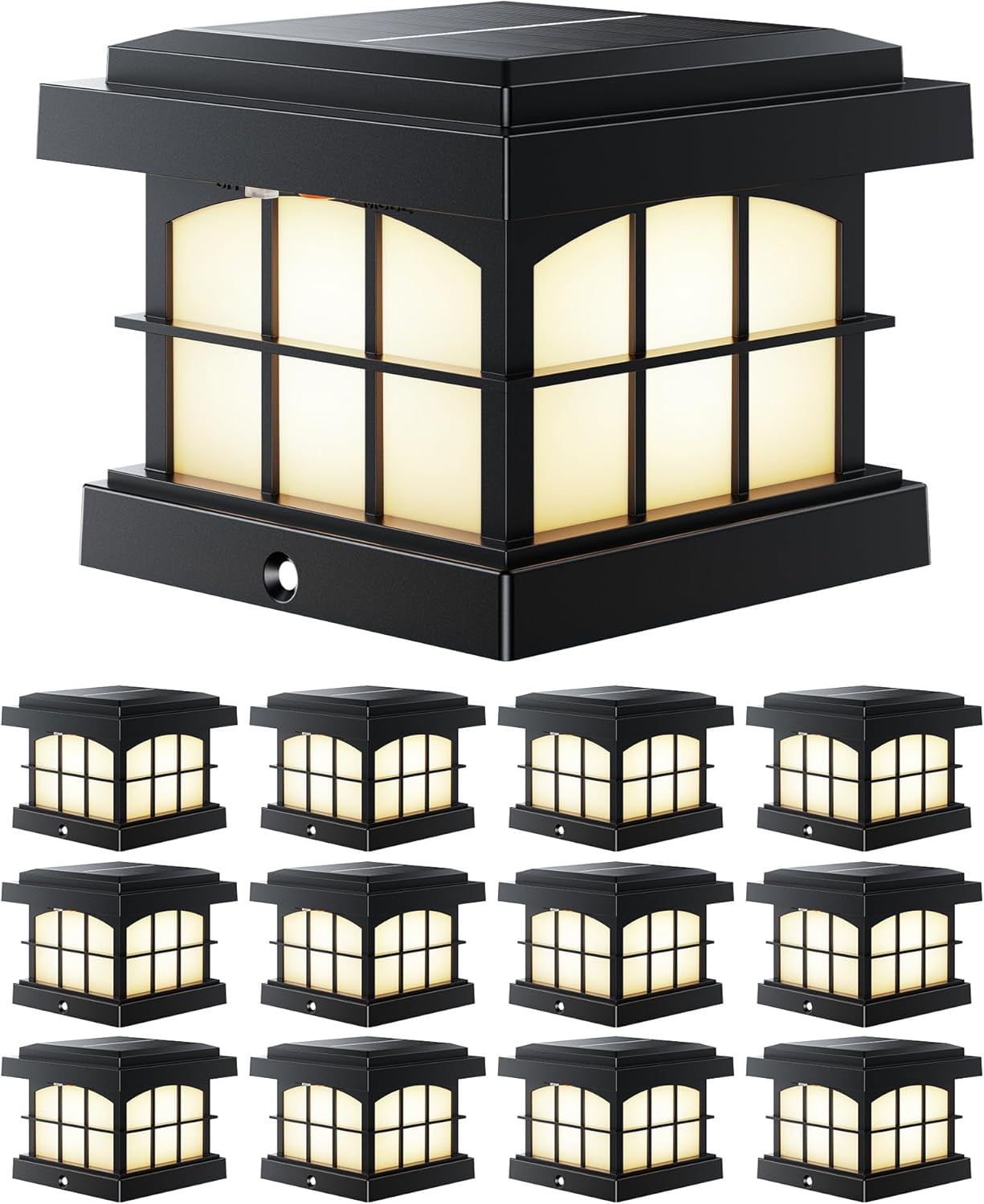 RGBCW Solar Post Cap Lights 12-Pack, 9 Colors 3 Modes Fence Cap Lights ...