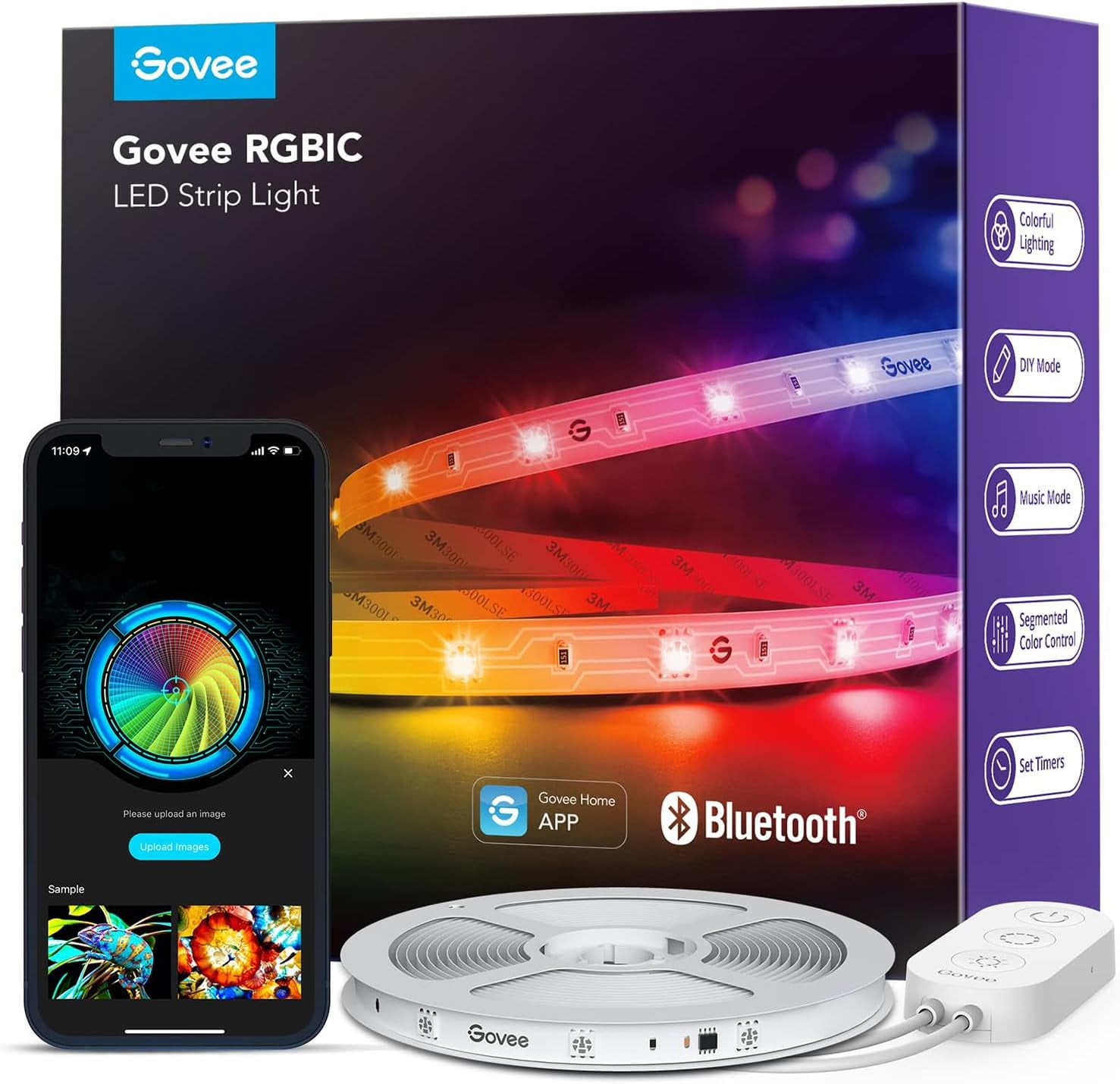 RGBIC LED Strip Lights, Smart LED Lights for Bedroom, Bluetooth LED ...