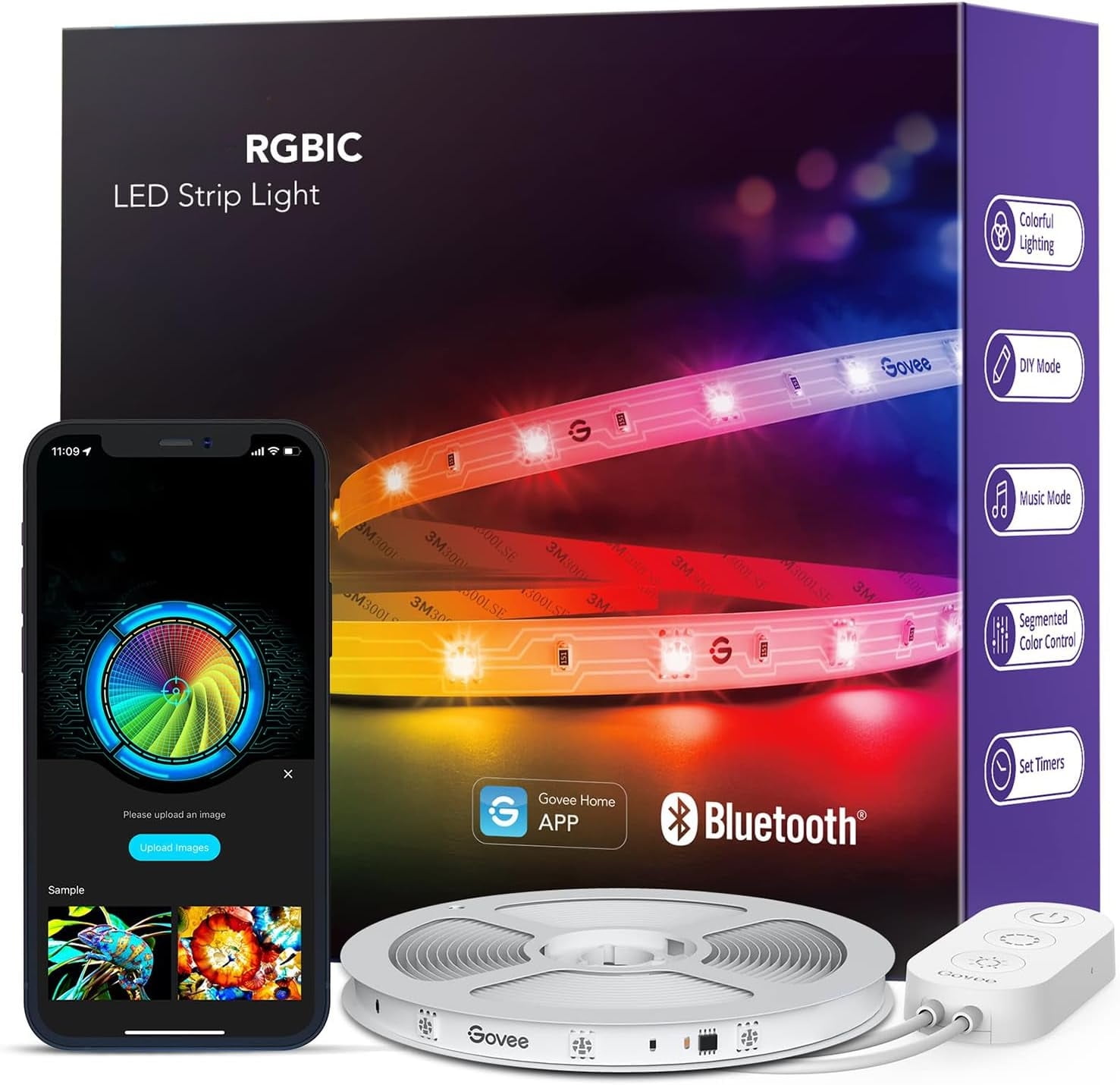 RGBIC LED Strip Lights, Smart LED Lights for Bedroom, Bluetooth LED ...