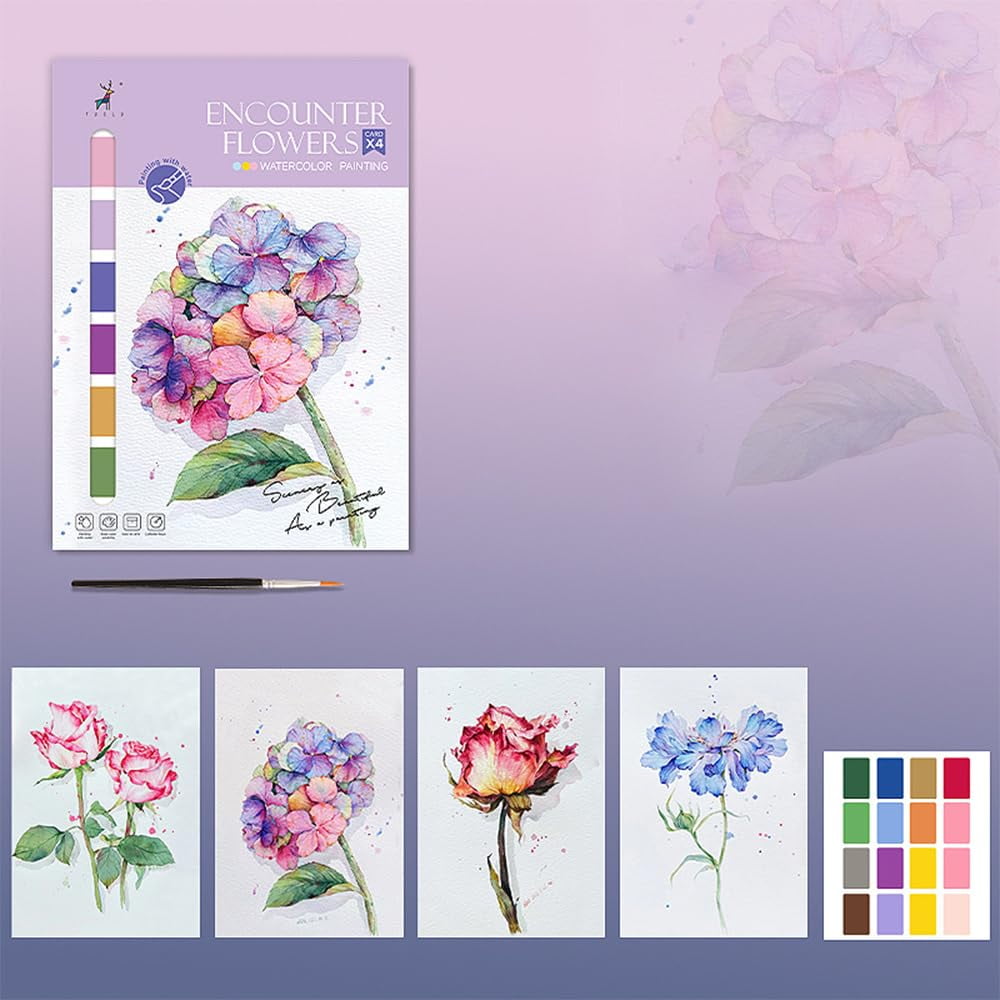 RGBMIX 8x11'' Watercoloring Paper 4 Sheets AIS1 Flower Painting Papers ...