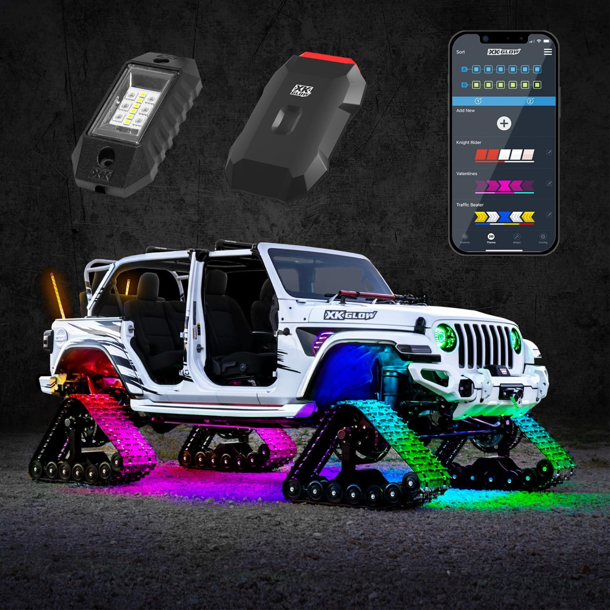 RGBW Addressable LED Rock Light Kits | XKalpha App Controlled Advanced Kit - Walmart.com