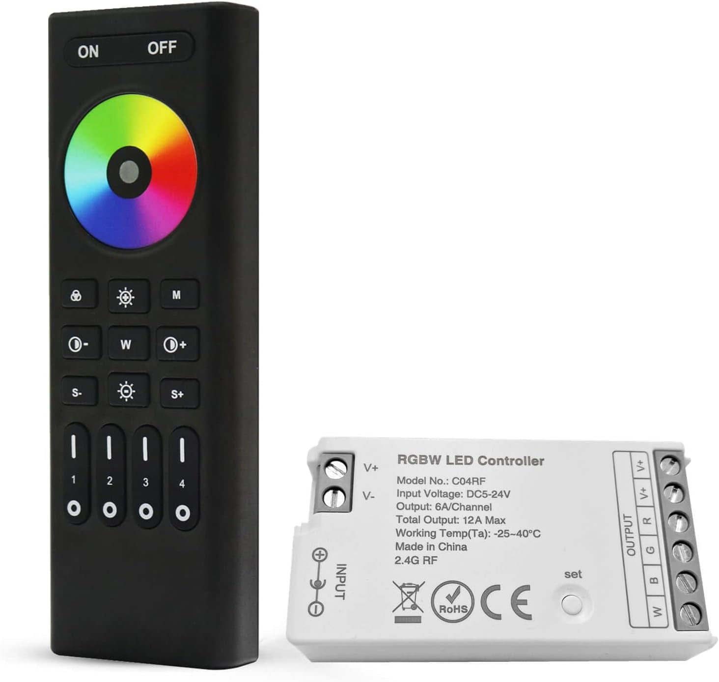 RGBW LED Controller with 4 Zone Remote Control,2.4GHz Wireless LED ...