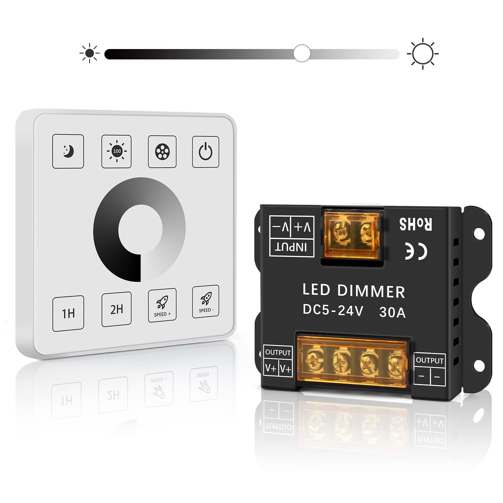 RGBW LED Light Strip Controller, 4 Channels LED Dimmer Controller, Wall ...