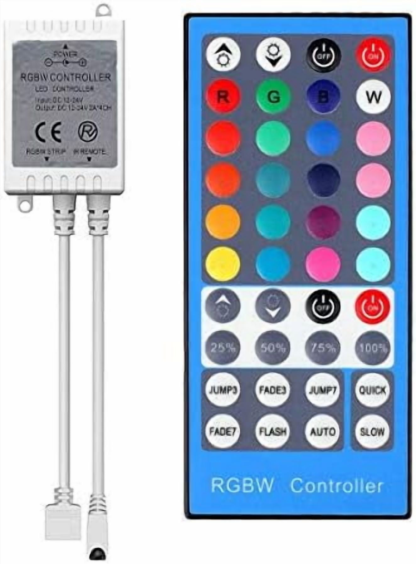 RGBW LED Light Strip Remote Controller, 40 Keys IR Remote Controller ...