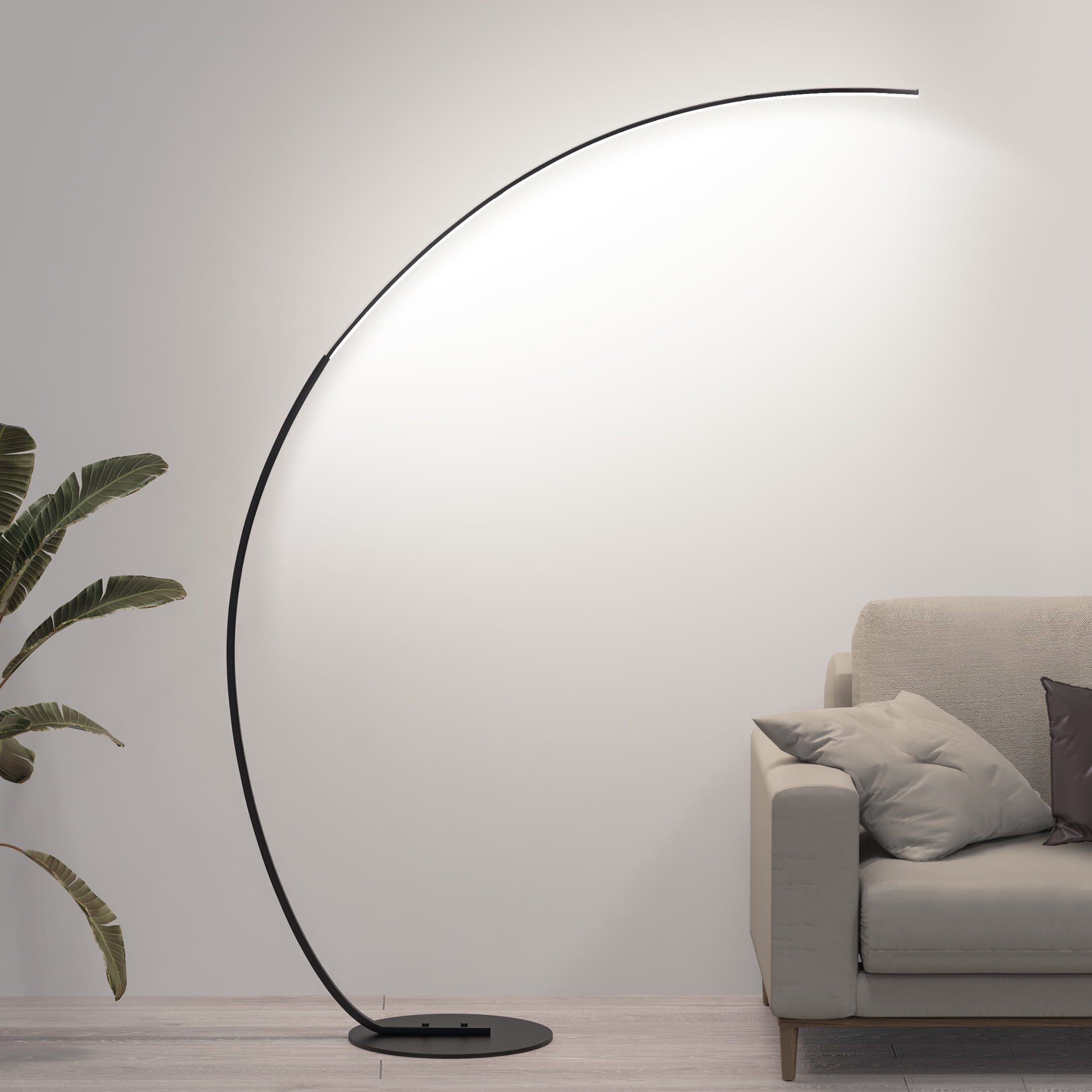 RGBW Modern 69.99 inch Arched Standing Reading Floor Lamp with Remote ...