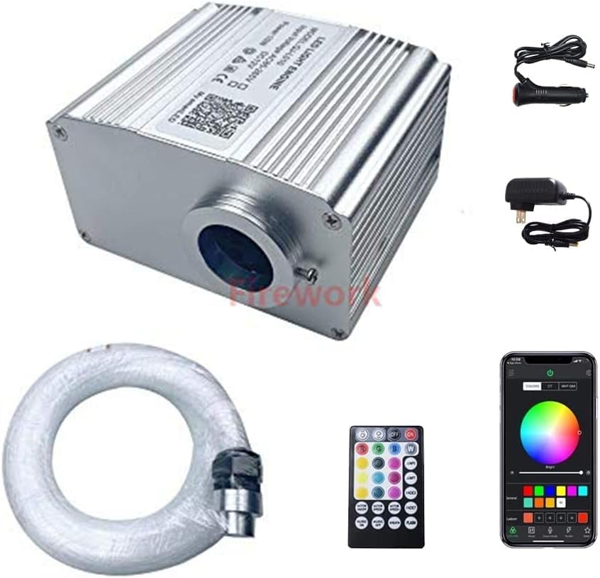 RGBW Twinkle Star Fibre Optic Roof Light Kit for Car Headliner - 160pcs, 0.03in, 6.5ft with ...