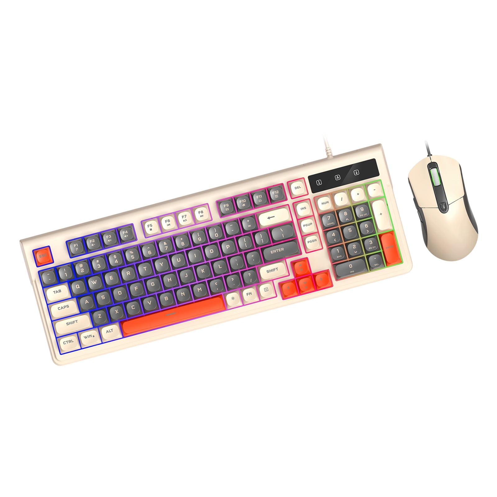 RGBs Backlit USB Cord 98Keys Keyboards Combo Mechanical Feel 5 DPI ...