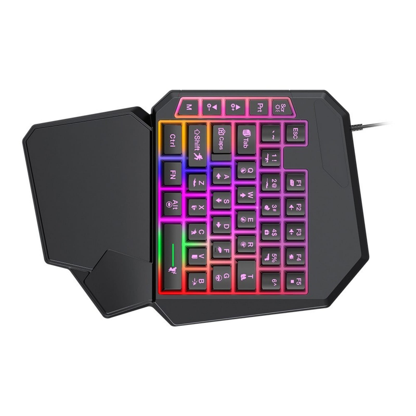 RGBs Illuminated Single Handed Gaming Keyboards With Ergonomic Wrist ...