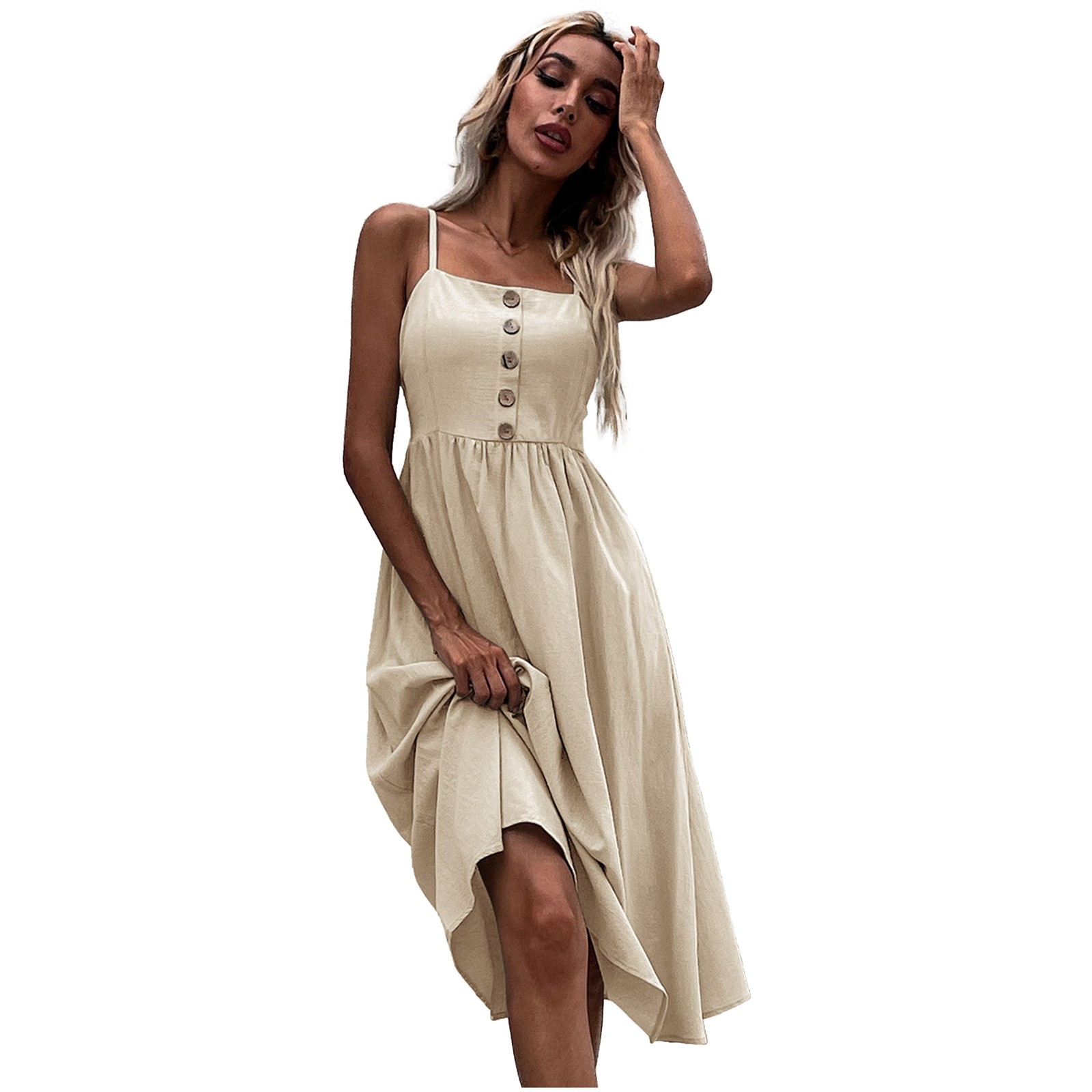 RGDYPKO Sundresses For Women 2025 Ladies' Slim Fit Solid Color And ...