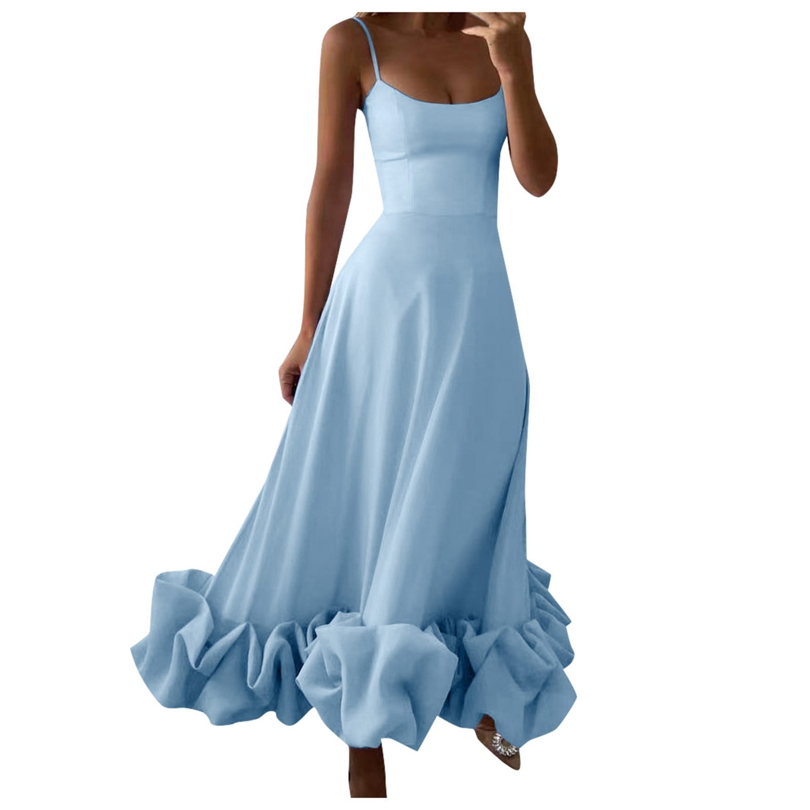 RGDYPKO Sundresses For Women 2025 Women's Solid Color Fashion Strapless ...