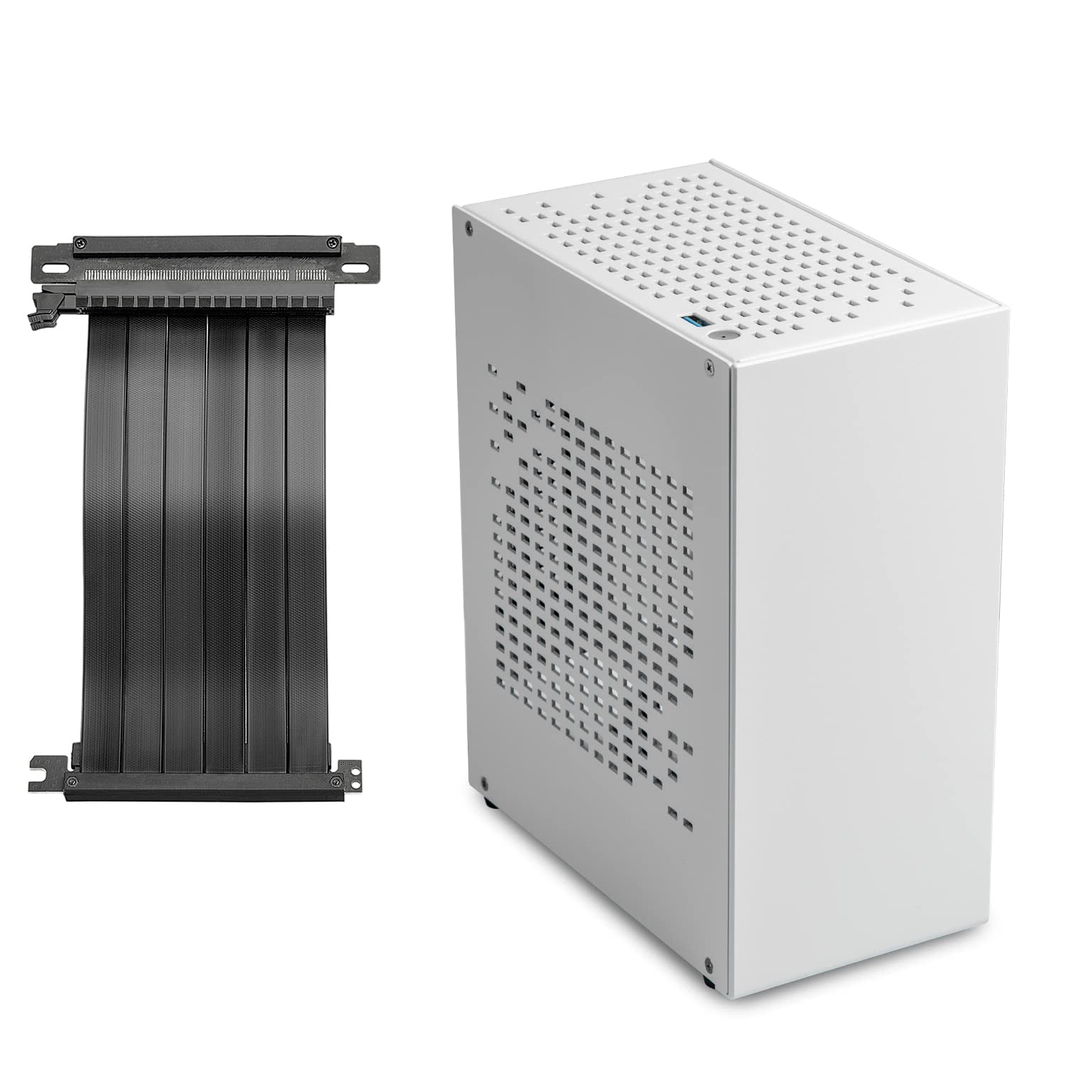 RGEEK Aluminum Mini ITX Case with PCIe Riser, JOYJOM Mini PC Case, SFF ...