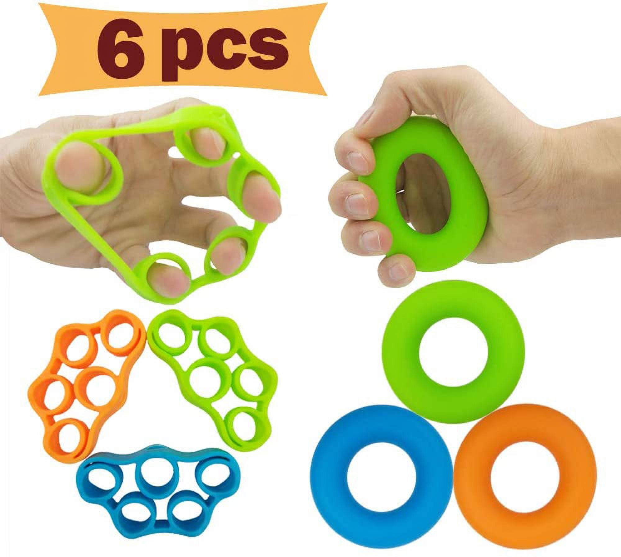 RGISHOP Finger Strengthener and Hand Grip Set, Silicone Rubber, 6-Piece ...