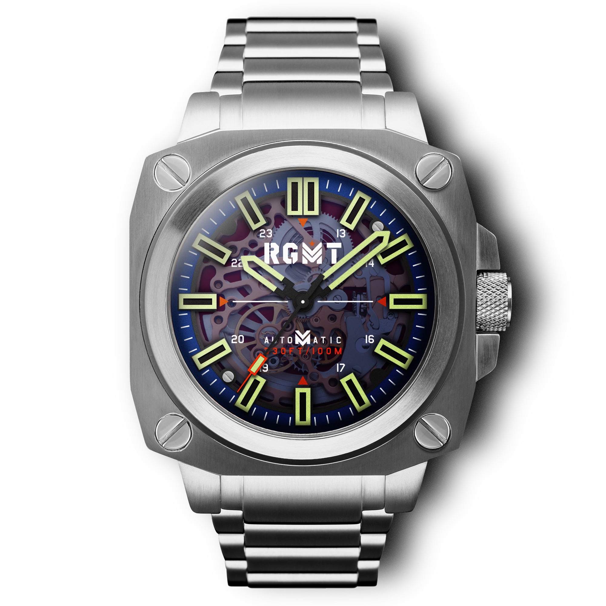 RGMT Men's Diving Style Altimeter RG-8033-22, 46mm Blue Dial, Stainless ...