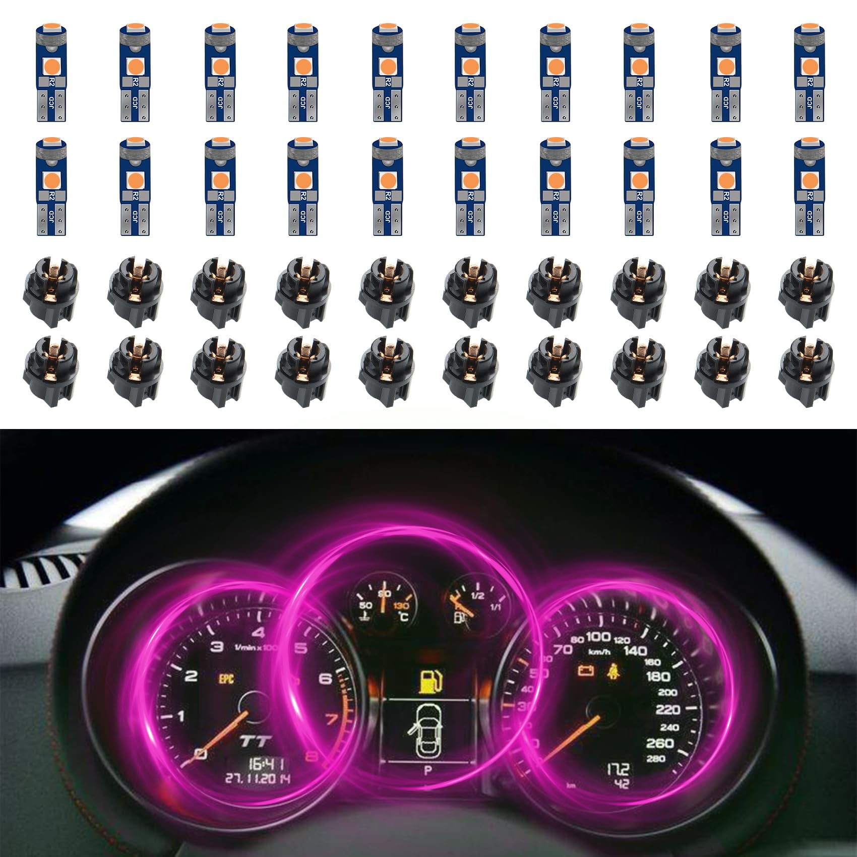 RGOAANC 20PCS LED STF9 Lights for Dashboard, Dashboard 37 74 LED Bulb ...
