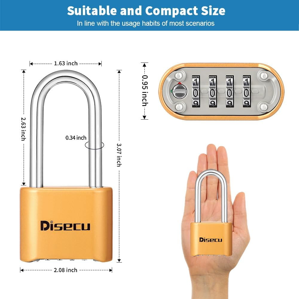 RGRVFD-1 Pack Heavy Duty 4 Digit Combination Lock, Anti-Error Feature ...