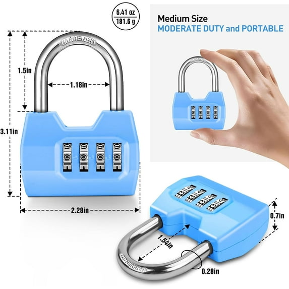 RGRVFD-2 Pack 4-Digit Combination Lock, Waterproof Outdoor Padlock for ...