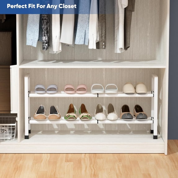 RGRVFD-2-Tier Expandable Shoe Rack,17"-33" Adjustable Shoe Rack for ...